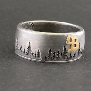 Wedding Bands,fir Trees in Mountains Forest Landscape Pattern,mens and ...