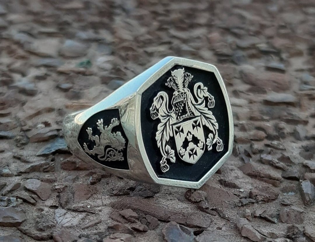 Coat of Arms Ring, Family Crest Rings, Custom Signet Ring,silver Ring ...