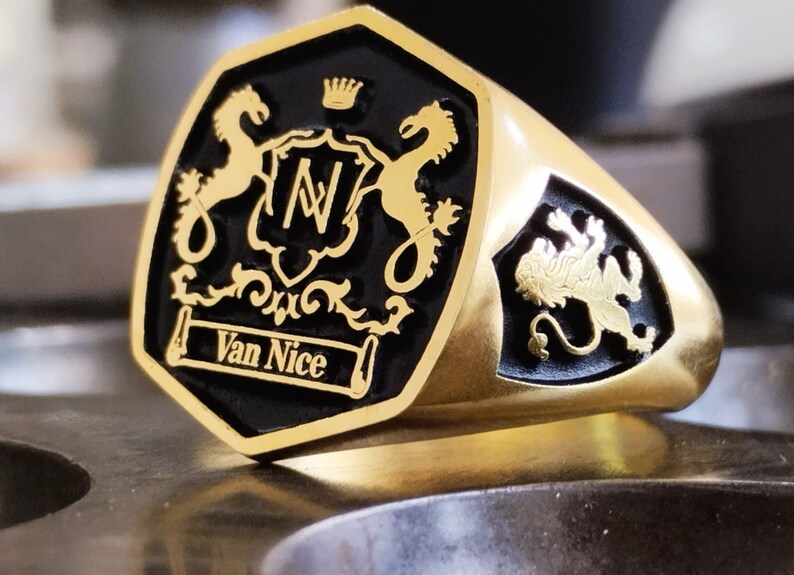 Custom Engraved Signet Ring Sterling Silver Personalized - Etsy