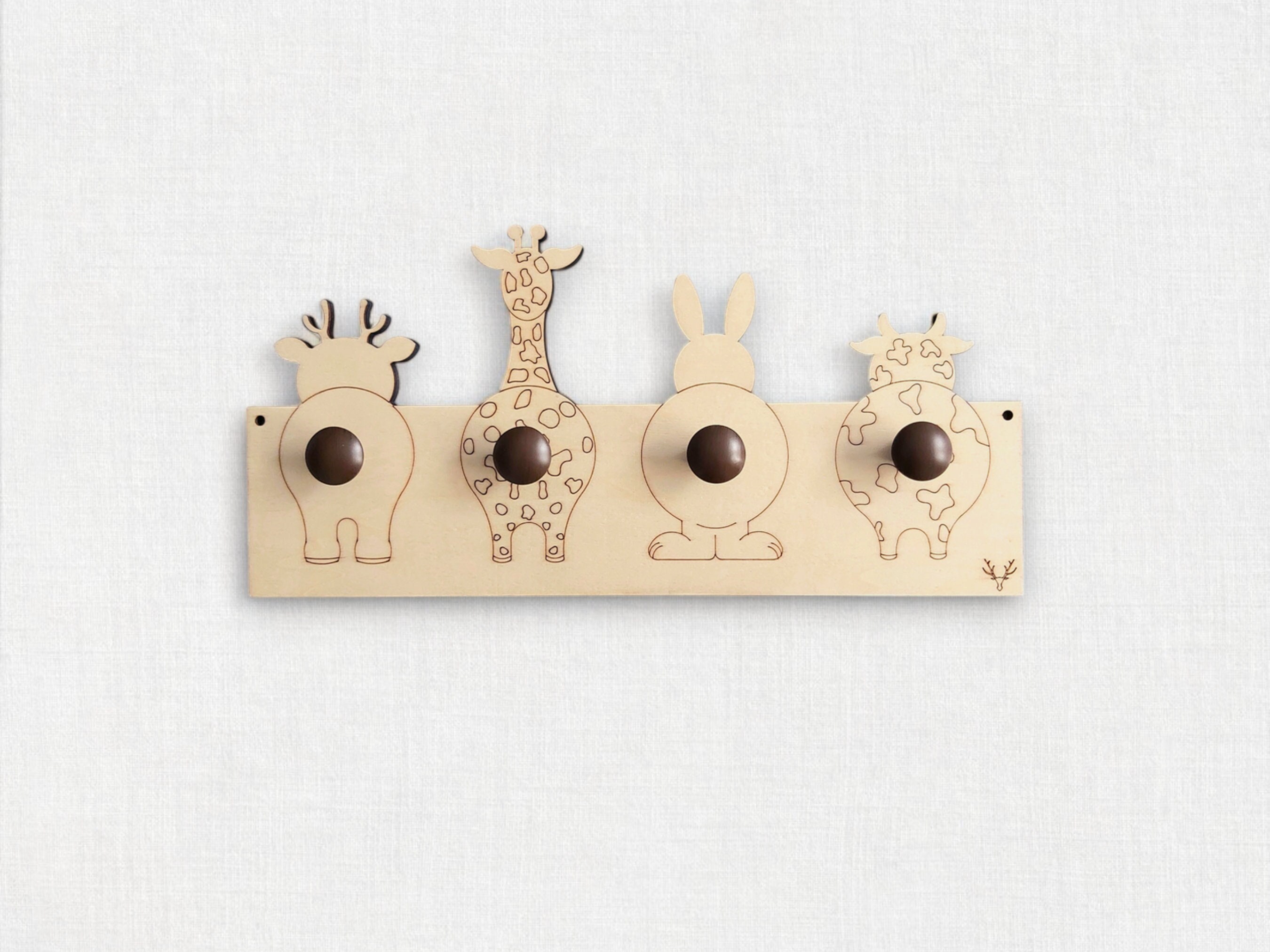 Wooden Coat Rack With Animals, Baby Room Clothes Hanger, Nordic Style ...