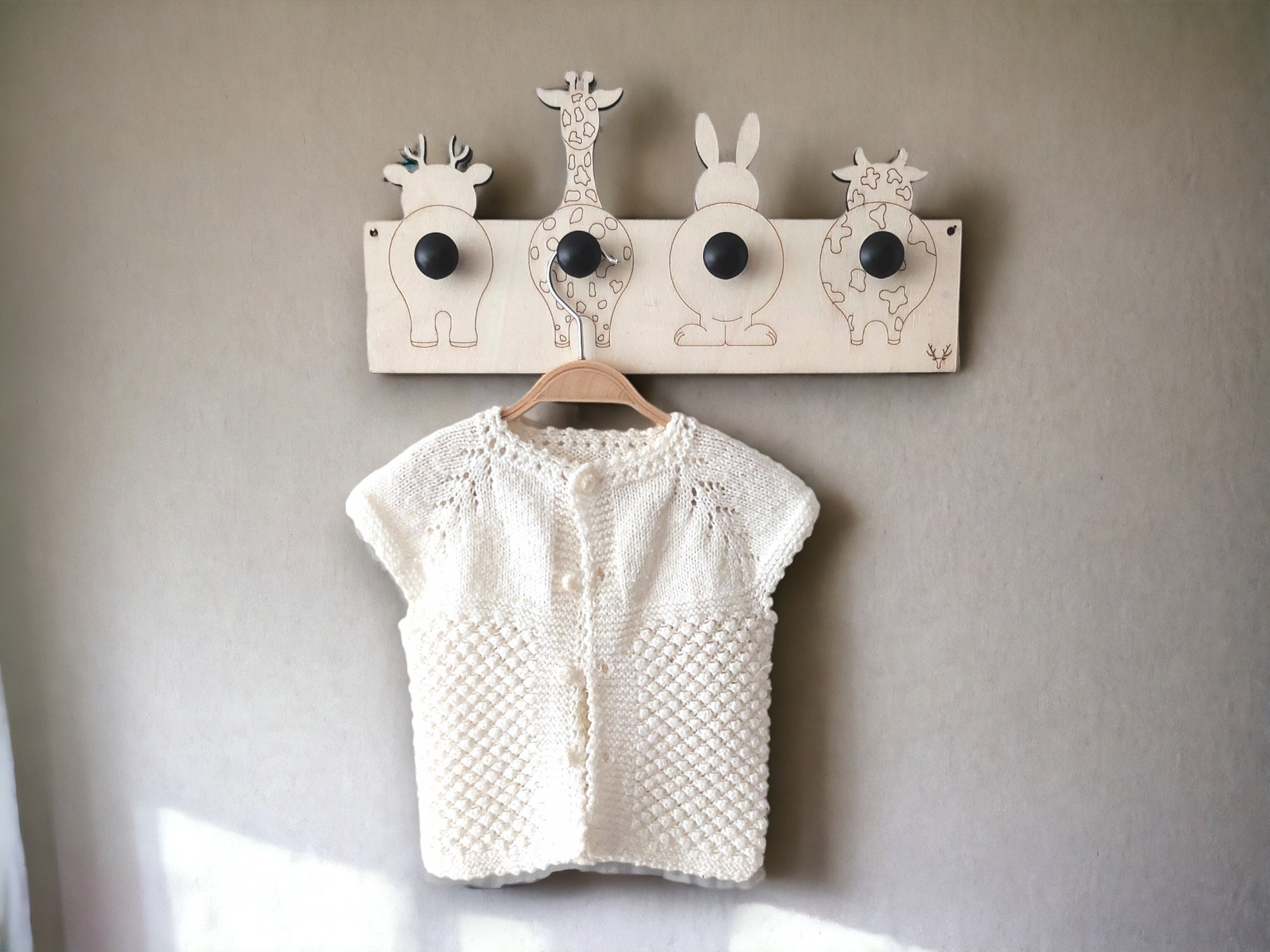 Wooden Coat Rack With Animals, Baby Room Clothes Hanger, Nordic Style ...