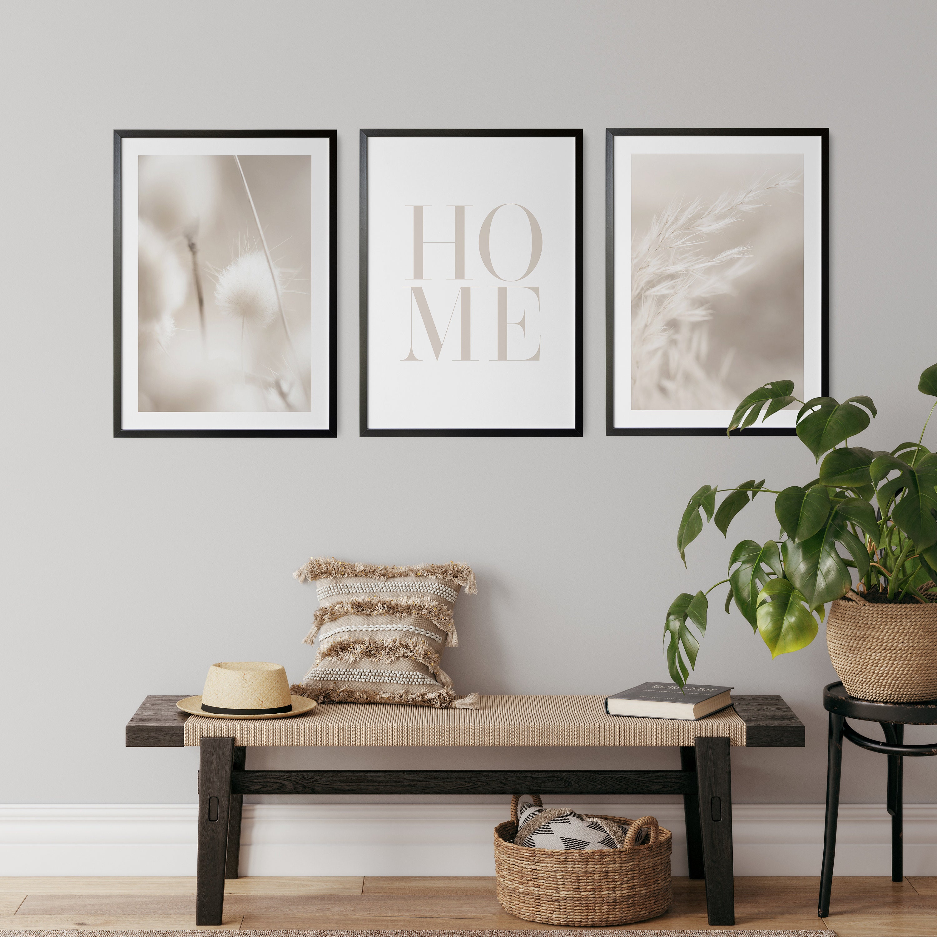 Poster Set Home in Beige DIGITAL Set of 3 Pictures for Home Living Room ...
