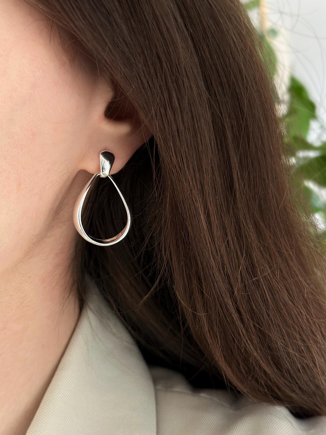 Gorgeous Vintage 925 Sterling Silver Drop Shaped Earrings, Minimal ...