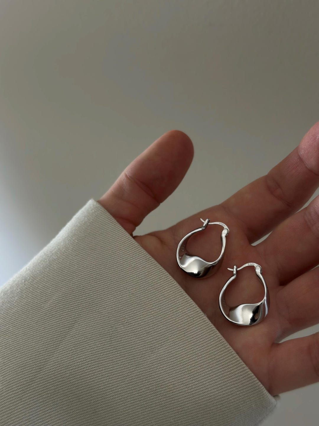 Vintage Wavy Hoop Earrings: 925 Sterling Silver Plated Earrings ...