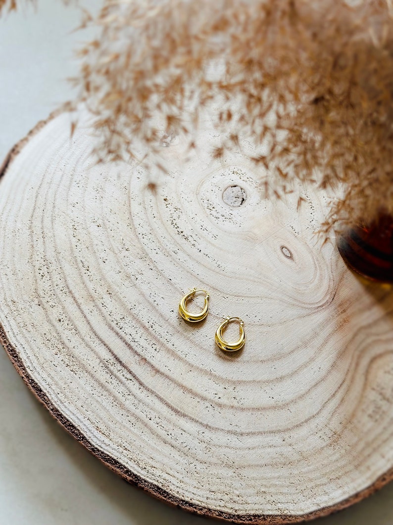 18K Gold Plated Half Moon Hoop Earrings: Minimalist Women’s Jewelry ...