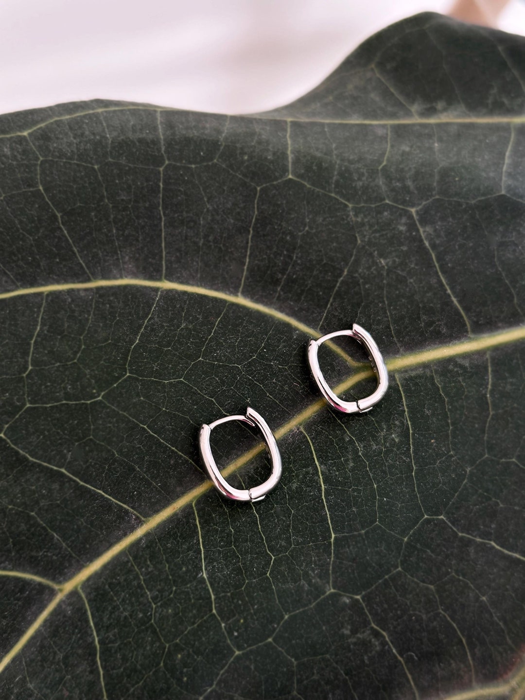 925 Sterling Silver Rectangular Hoop Earrings: Minimalist U-shape Hoops ...