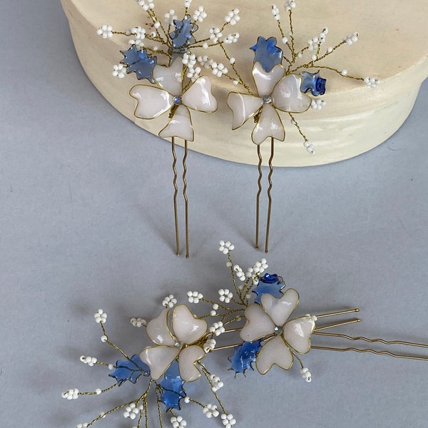 Blue Hair Pins - Etsy UK