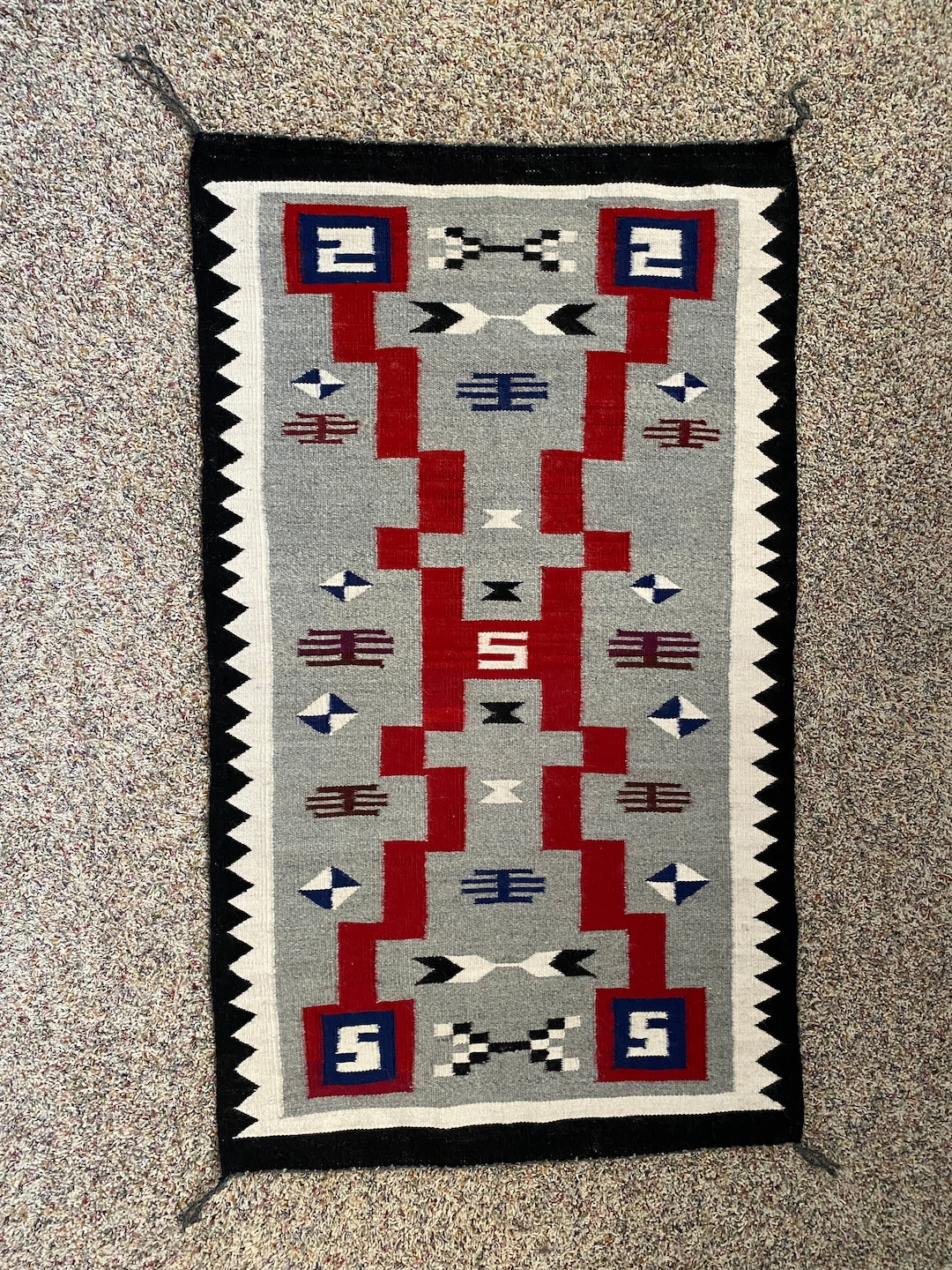 Vintage Storm Pattern Navajo Rug - Etsy