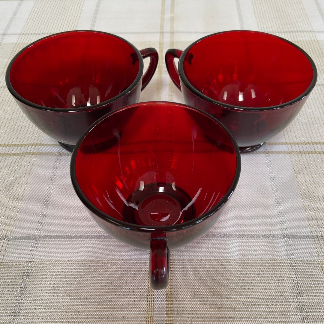 Anchor Hocking Vintage Royal Ruby Red - Set of 3 Punch or Tea Cups - 4 ...