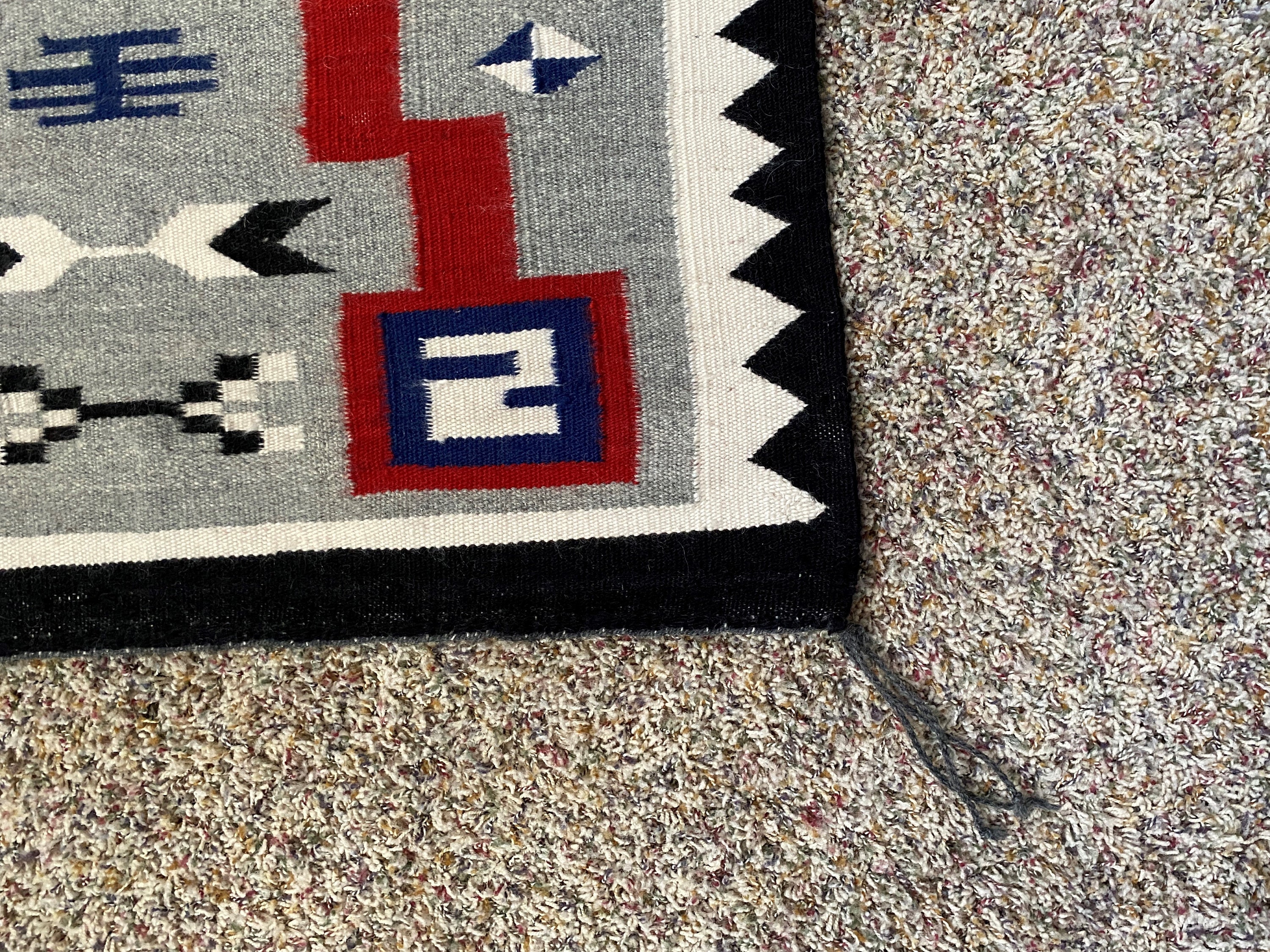 Vintage Storm Pattern Navajo Rug - Etsy