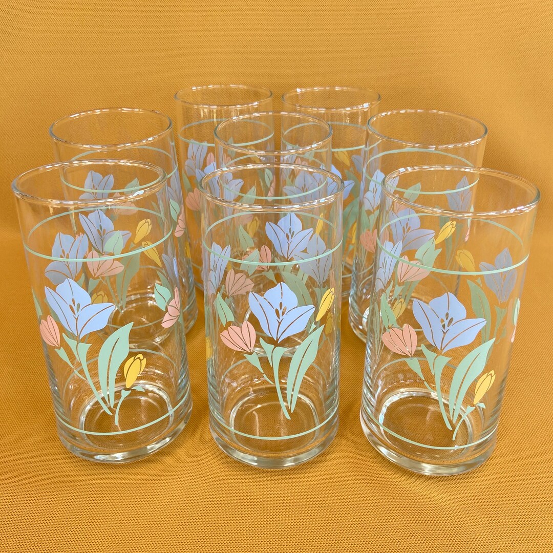 Set of 8 Vintage Corelle 16 Oz Glassware Tumblers Friendship Pattern ...