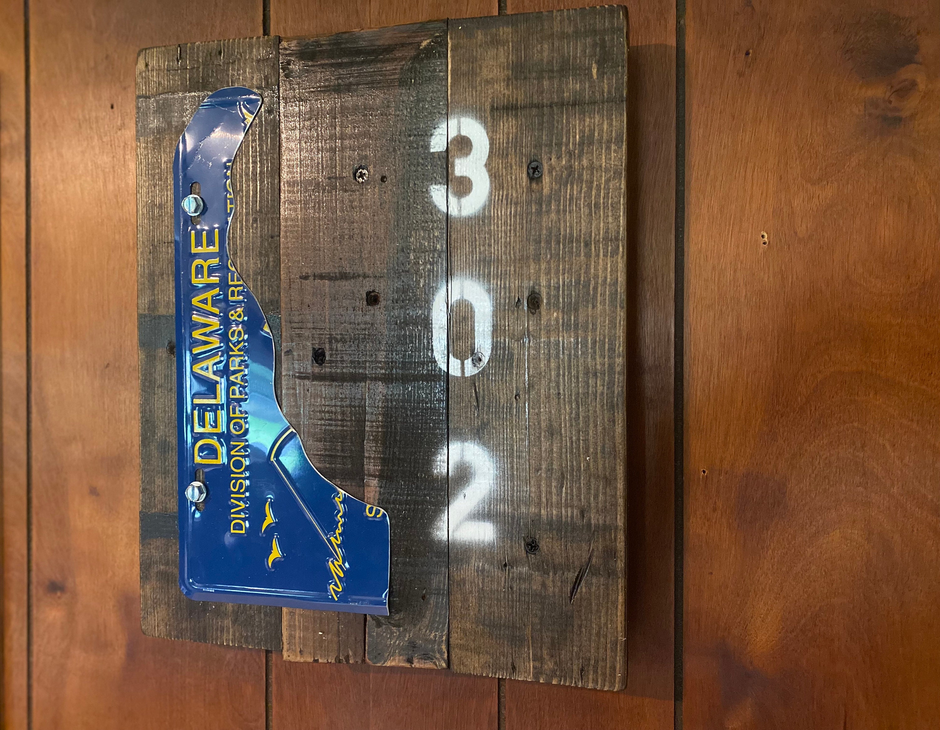 Pallet Wood Delaware License Plate Cutout - Etsy