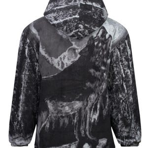 Warm Winter Cosy Outdoor Fleece Wolf Print Jacket - Etsy