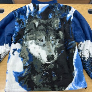 Warm Winter Cosy Outdoor Fleece Wolf Print Jacket - Etsy