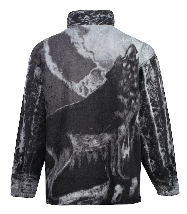 Warm Winter Cosy Outdoor Fleece Wolf Print Unlined Jacket - Etsy