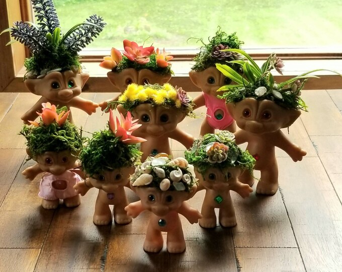 Upcycled Treasure Troll Doll Figurine Succulent Planters Made - Etsy
