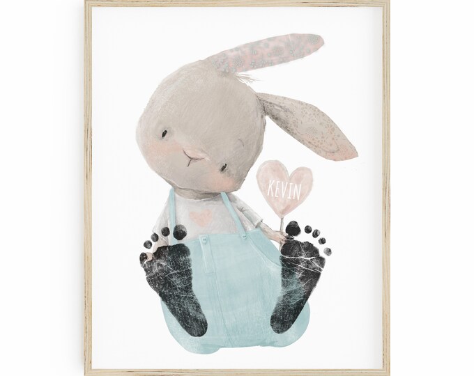 Baby Footprint Print Personalized Baby Feet Nursery Poster for Foot ...