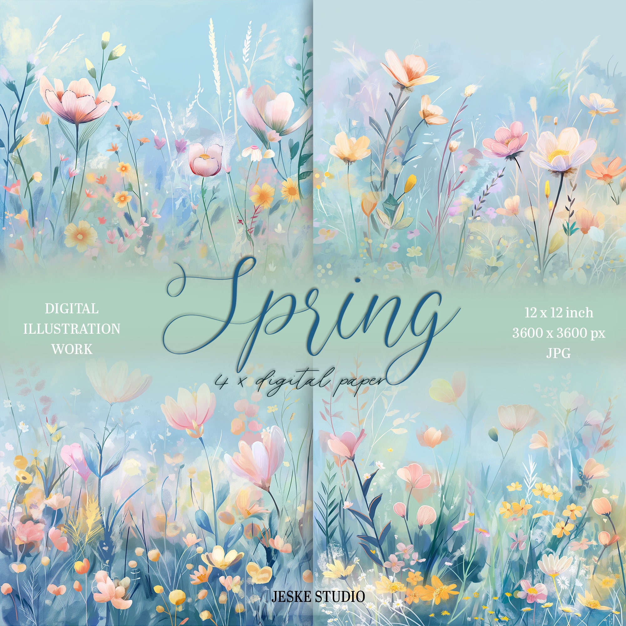 Top Illustrated Digital Spring Flowers in JPG Scrapbook Junk Journal ...