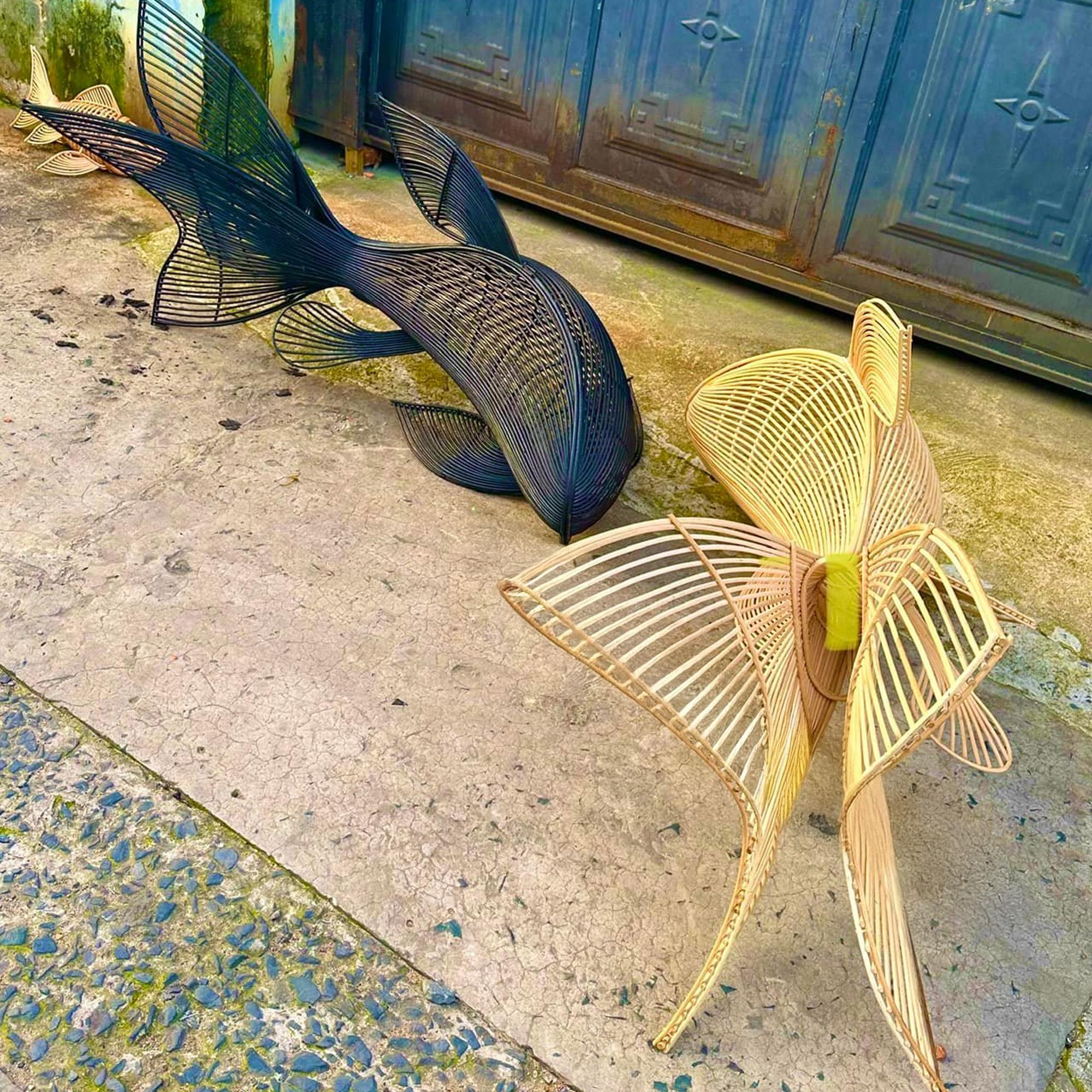 Rattan Fish Pendant Light Woven Wicker Chandelier Lighting Fish Bamboo ...