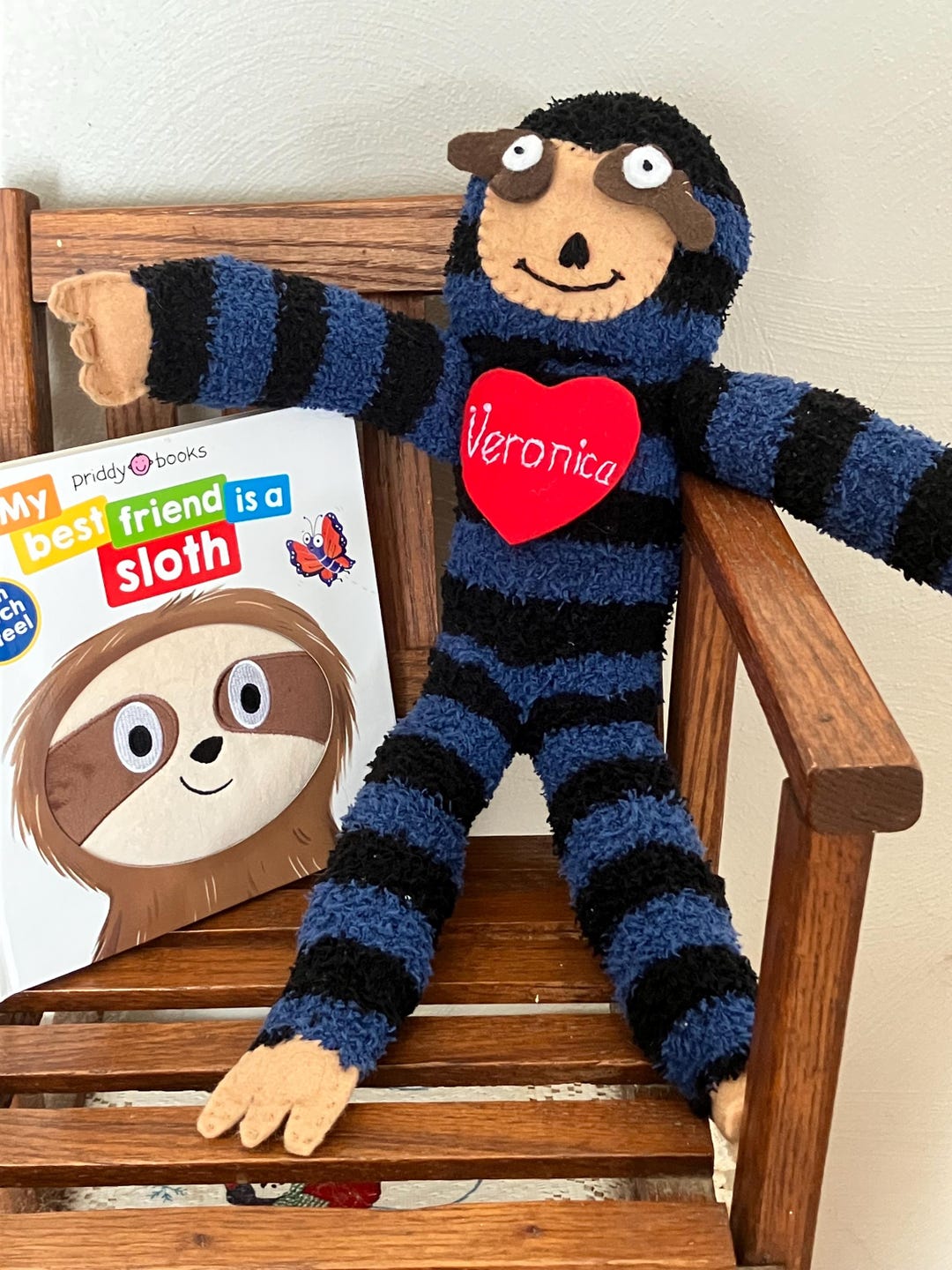 Handmade Sock Sloth Plush Toy: Embroidered Face, Velcro Feet - Etsy