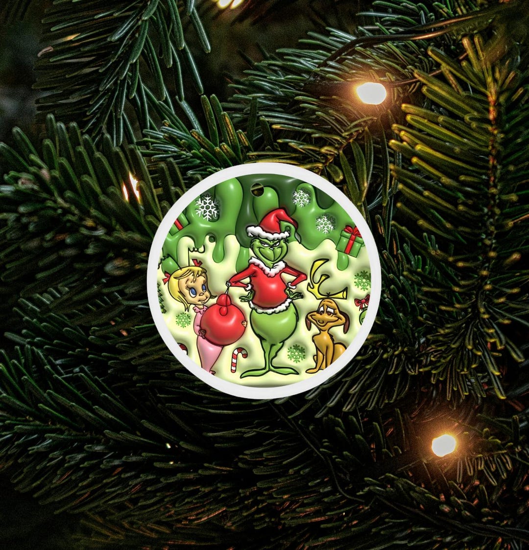 Christmas Grinch Ceramic Ornament, Cute Tree Decor, Xmas Grinch Tree ...