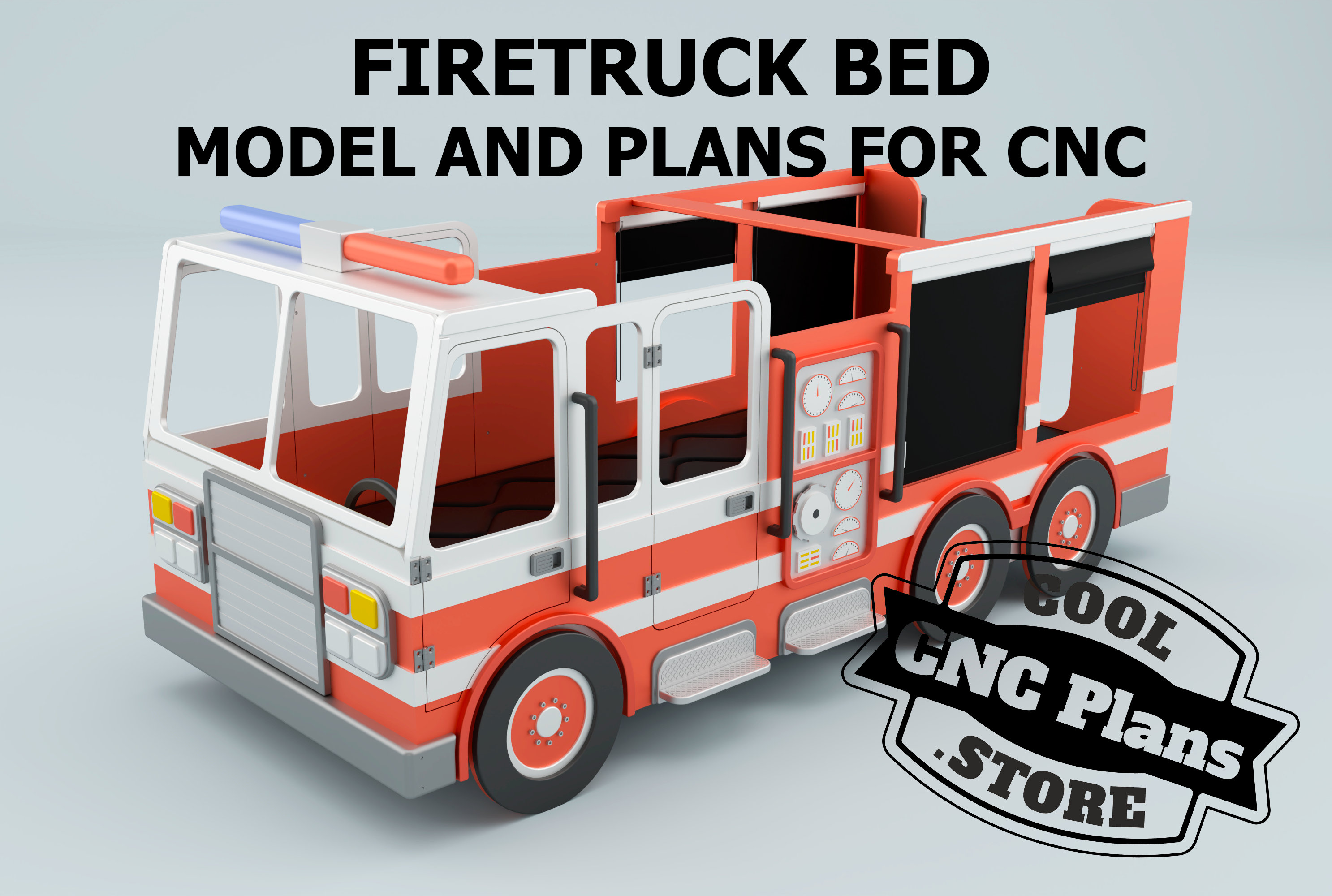 Firetruck Bed for Kids 1900x900 Mm. Plans, Models for Cnc Milling. STEP ...