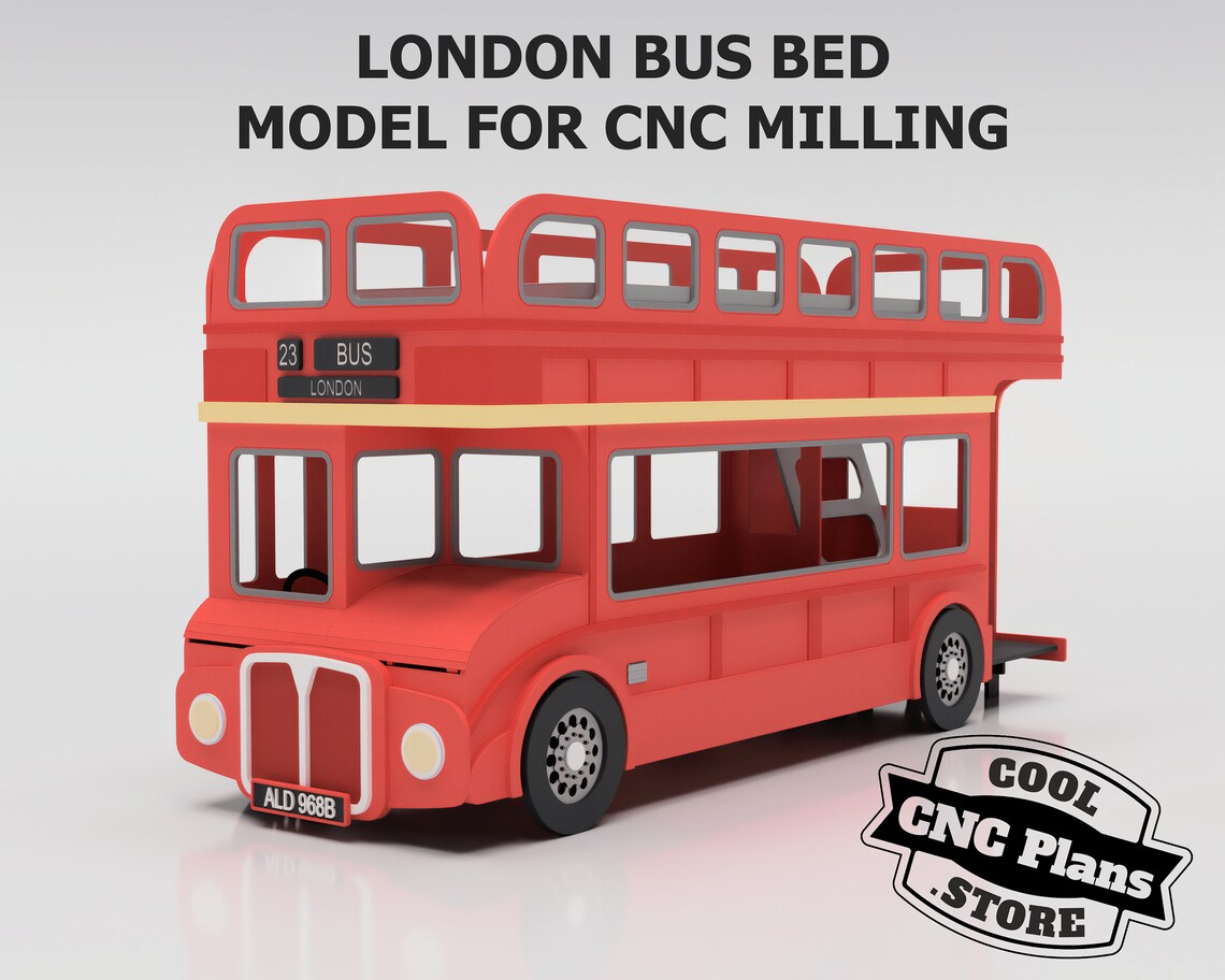 London Bus Bed for Kids 1900x900 Mm. Plans, Models for Cnc Milling ...