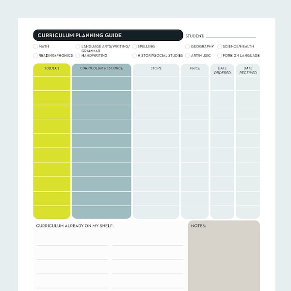 Curriculum Mapping Template - Etsy