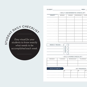 Printable Student Weekly Planner Daily Checklist Student Week-at-a ...