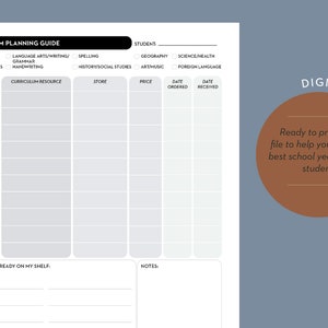 Curriculum Planning Guide, Digital Download, PDF, Homeschool Planner - Etsy