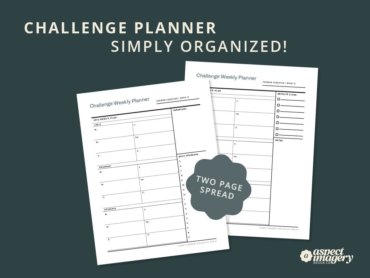 Challenge Planner, Homeschool Planner, Classical Conversations Planner ...
