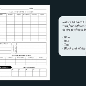 Printable Student Weekly Planner Daily Checklist Student Week-at-a ...