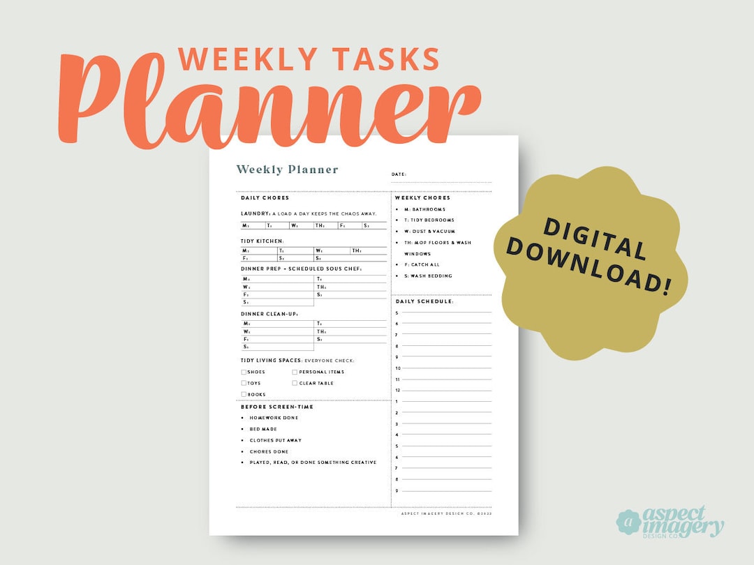 Simple Planner, Daily Routine Made Easy, Weekly Chores and Tasks ...