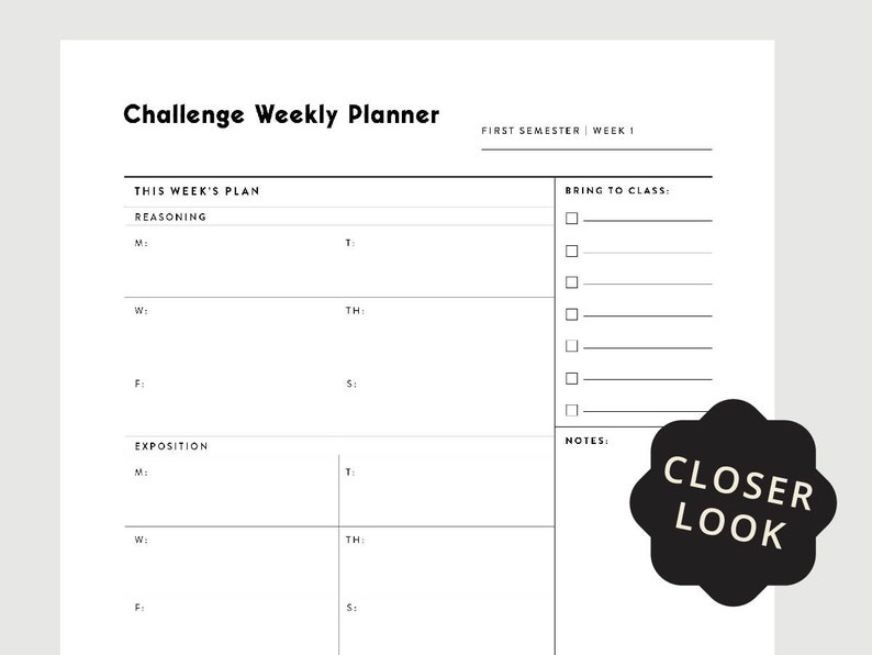 Challenge Planner, Homeschool Planner, Classical Conversations Planner ...