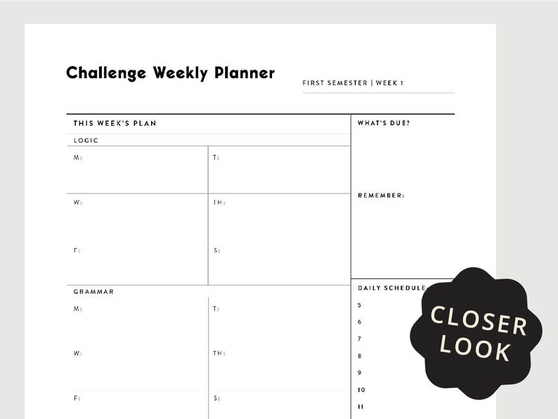 Challenge Planner, Homeschool Planner, Classical Conversations Planner, Challenge Student ...