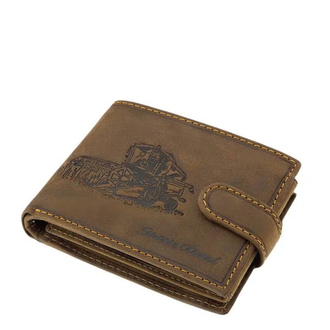 Real Leather, Embossed, Bi-fold Wallet, Harvester, Gift for Farmers - Etsy