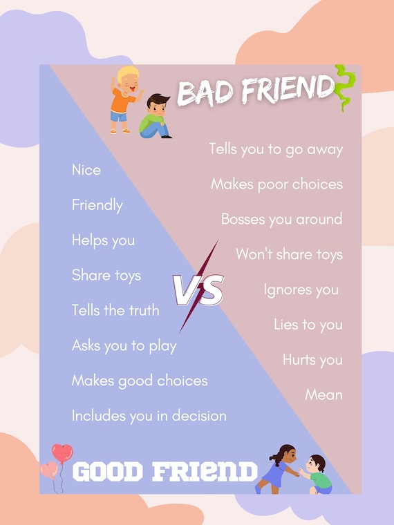 Good Vs Bad Friends Poster PRINTABLE Emotional Learning - Etsy