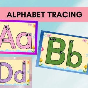 Upper & Lowercase Alphabet Tracing Cards, Letters A to Z, Pre K ...