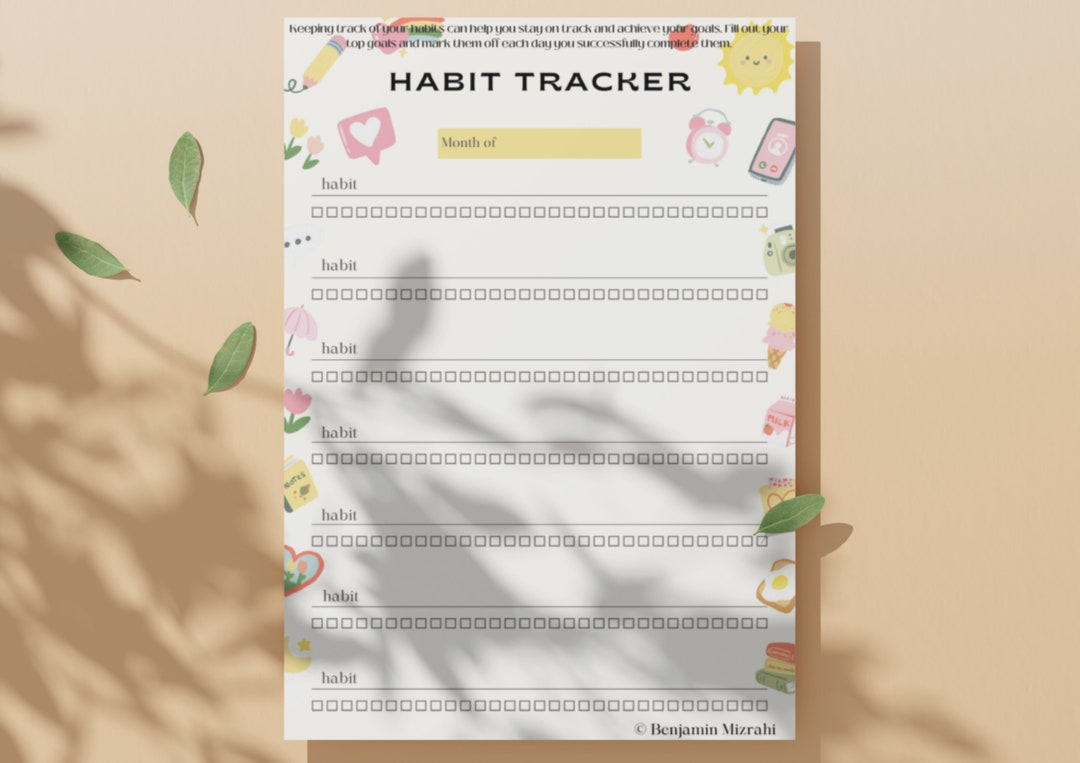 Habit Tracker | Cute Template | Goal Tracker | Mindfulness Planner ...