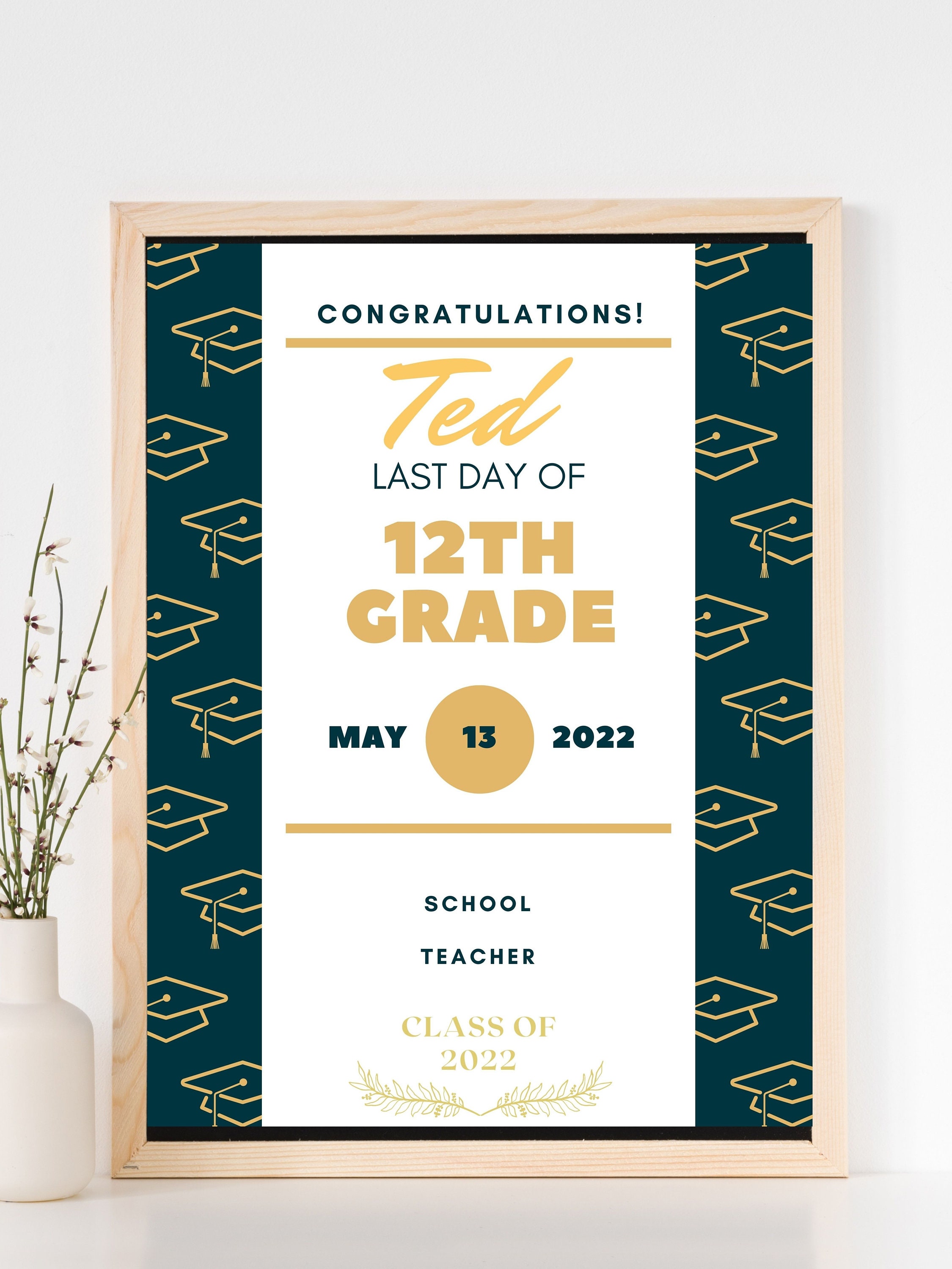Editable First or Last Day of School Sign - Any Grade Sign for Boy or ...