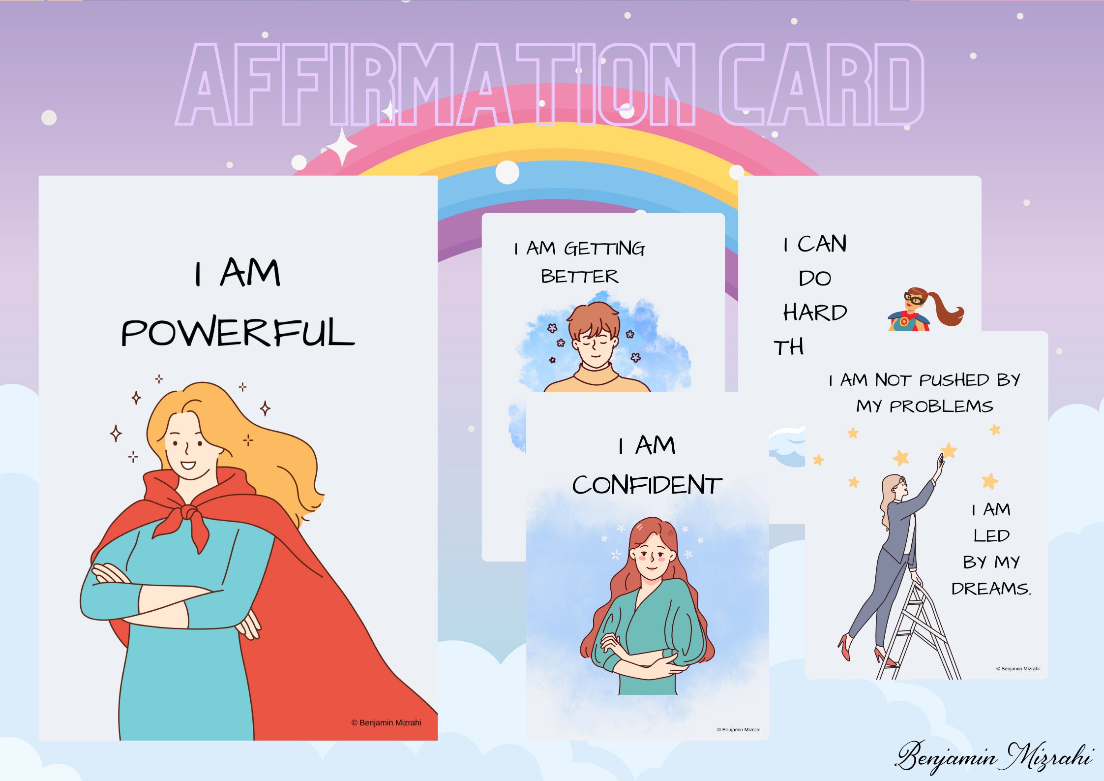 Positive Affirmation Cards, Printable Quotes, Editable Canva Template ...