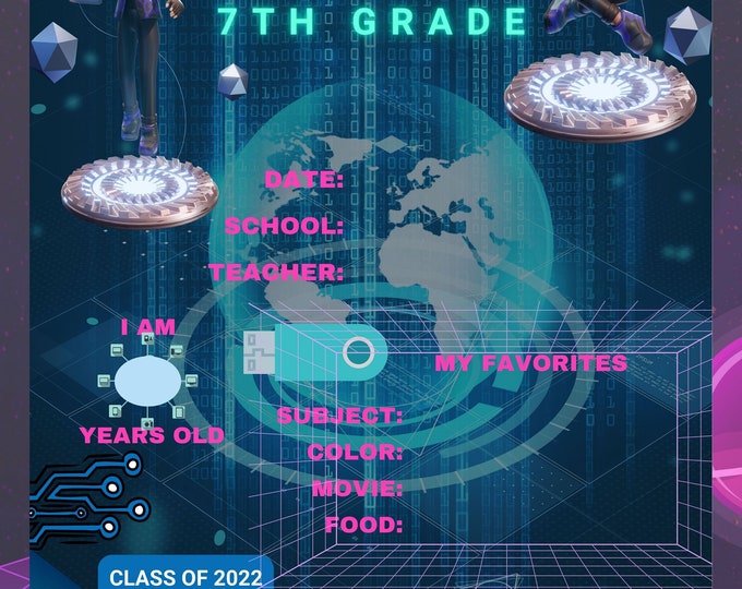 Editable First or Last Day of School 7th Grade Sign for Boy or Girl ...