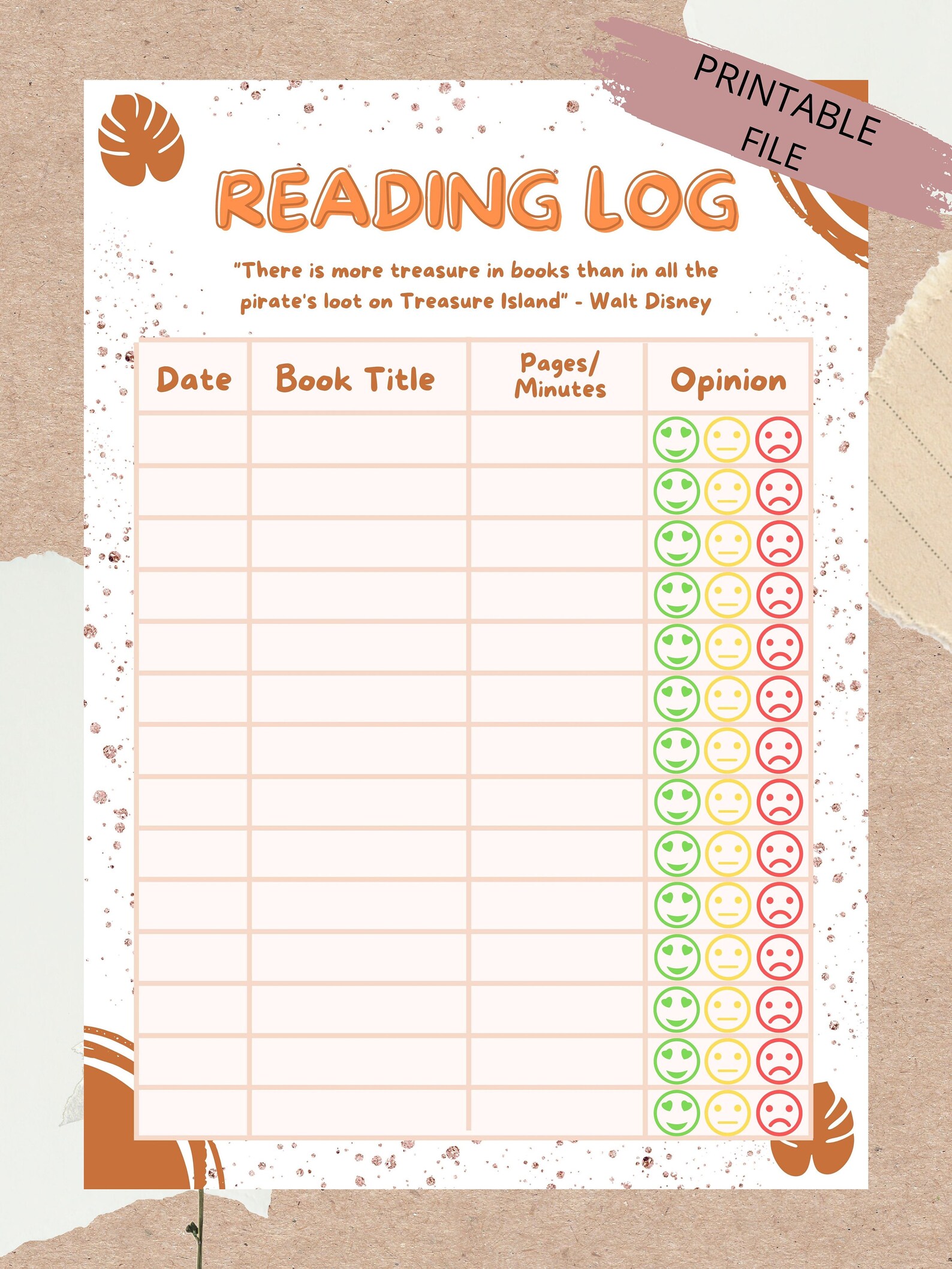 Kids Reading Log for Kids, Reading Log Journal Kids, Printable Journal ...