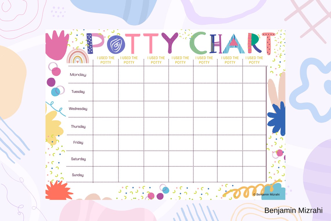 Potty Training Chart for Toddlers, Preschoolers and Kids - Toilet ...