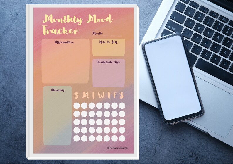 Printable Mood Tracker Chart Template, Daily Mood Tracker Pages for ...