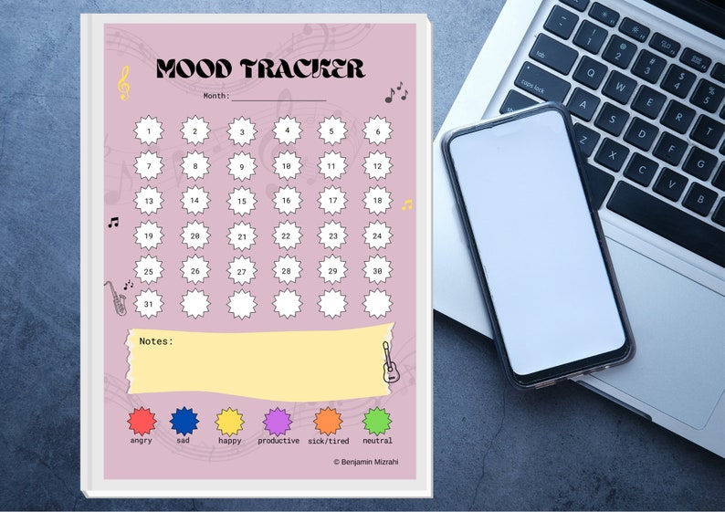 Printable Mood Tracker Chart Template, Daily Mood Tracker Pages for ...