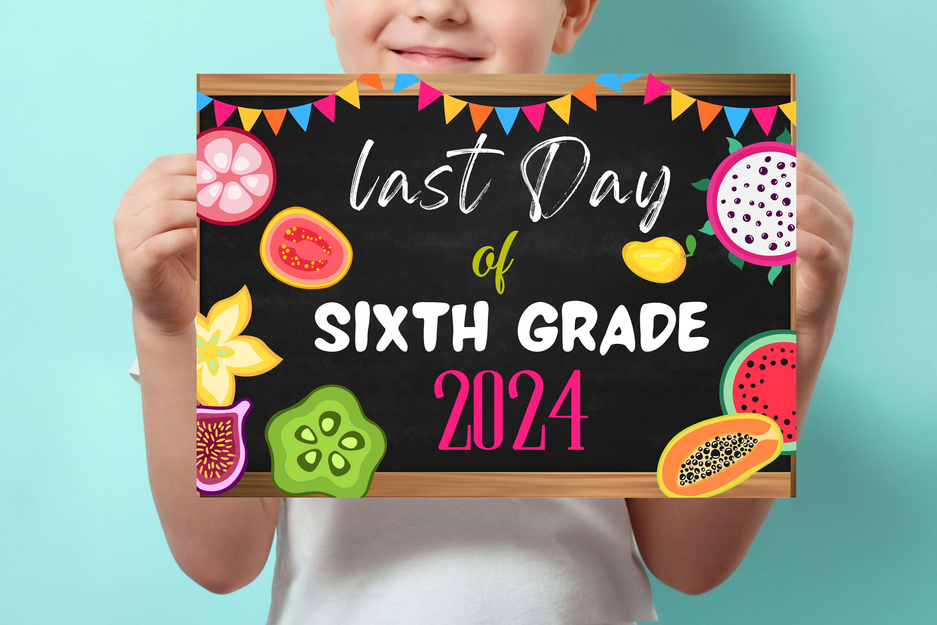 Editable Last Day of School Chalkboard Sign, Photo Prop (digital ...