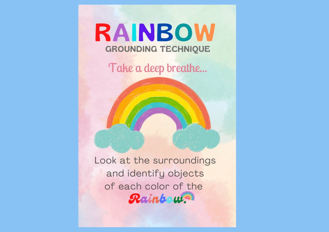 Rainbow Design Grounding Technique Therapy Poster - Grounding Technique ...