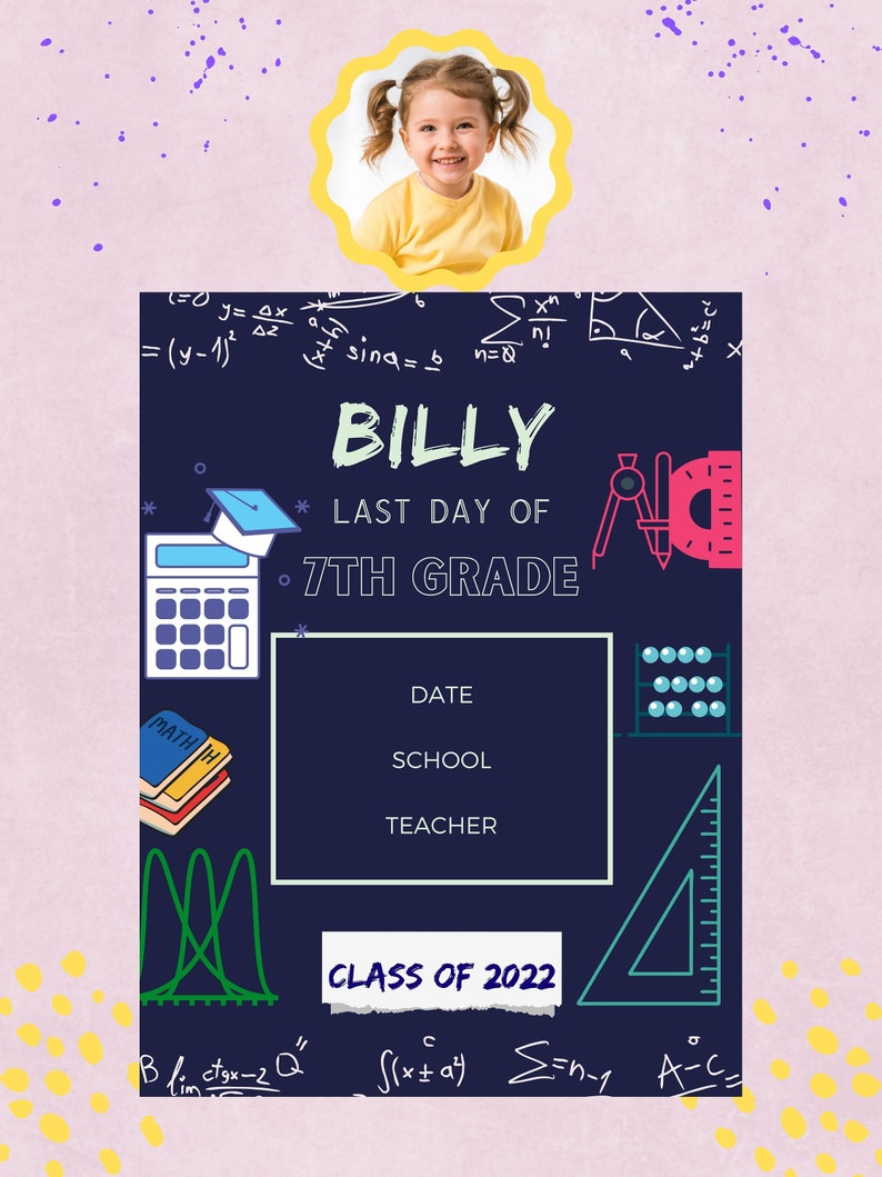 Editable First or Last Day of School Sign Any Grade Sign for Boy or ...