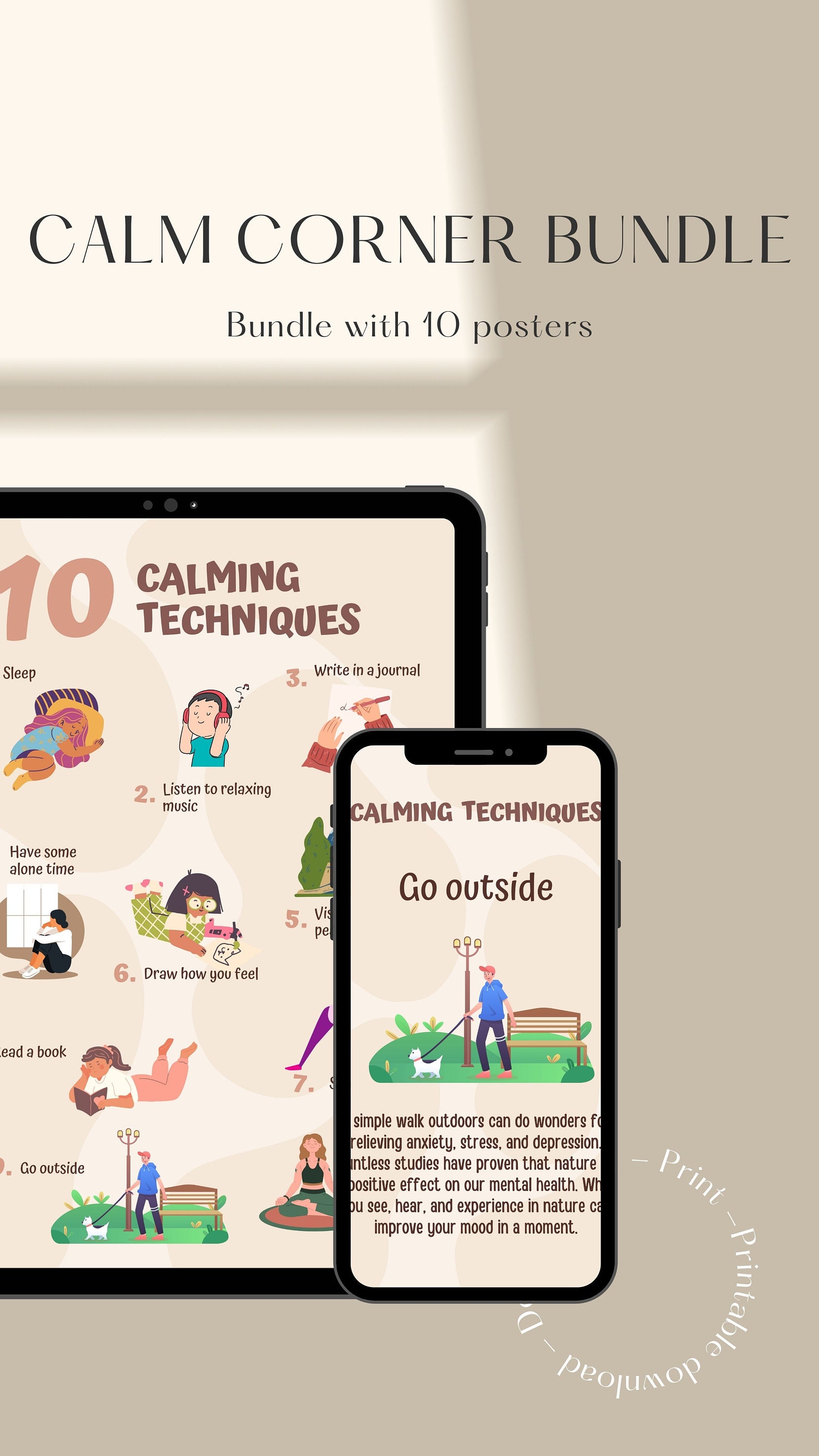 10 Calming Techniques - Calm Down Corner Posters Print Educational Wall ...